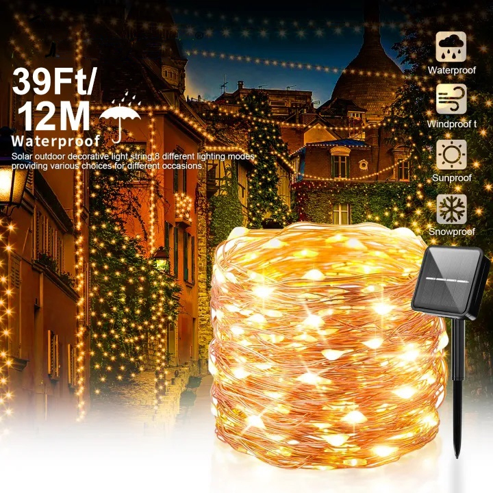 Fairy Lights Christmas Solar Power String LED Light Strip Tree ...