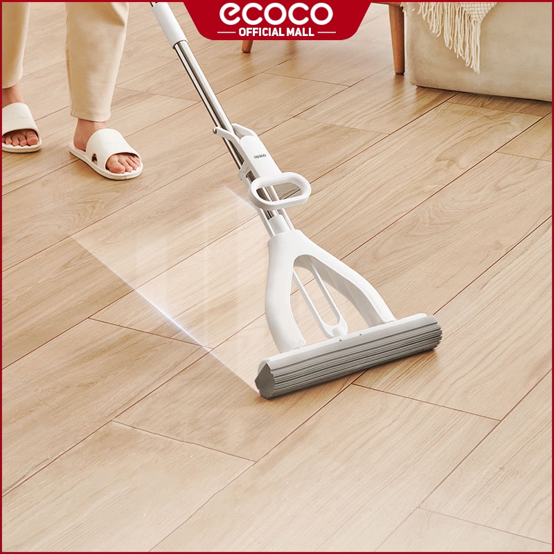 Ecoco Cotton Mop Absorbent Floor Mop with Super-wide Sponge Hands-free ...