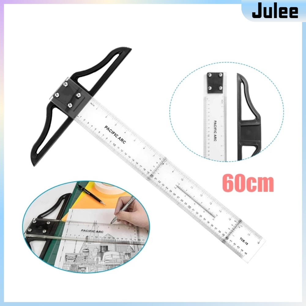 T Square Ruler Acrylic Transparent 60cm T Ruler Measuring Scale Tool ...