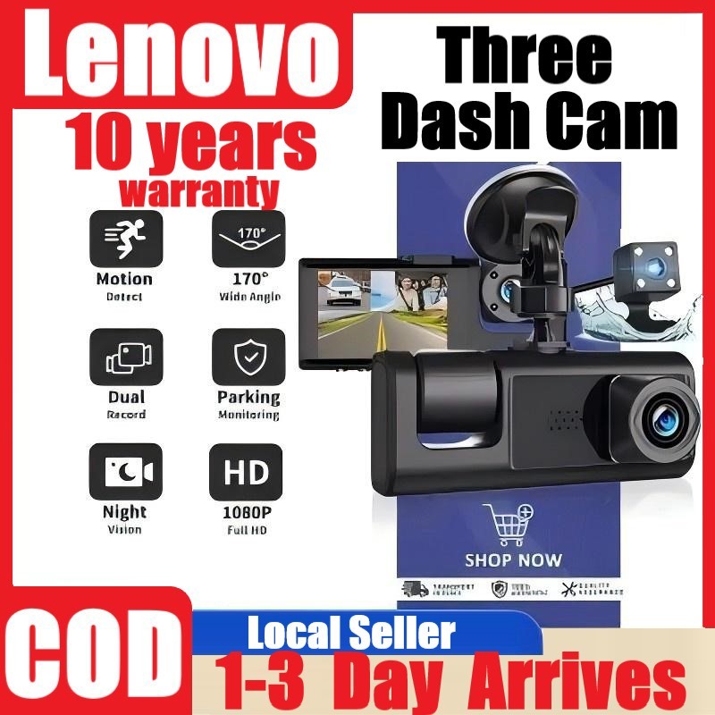 Lenovo Dash Cam For Car Front And Back With Night Vision Fhd 1080p 3 In ...
