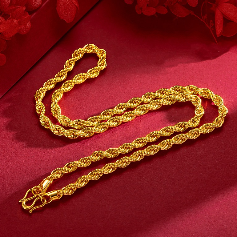 ️COD 18K SAUDI GOLD ️Pawnable ️ Fried Dough Twists Gold Necklace ...