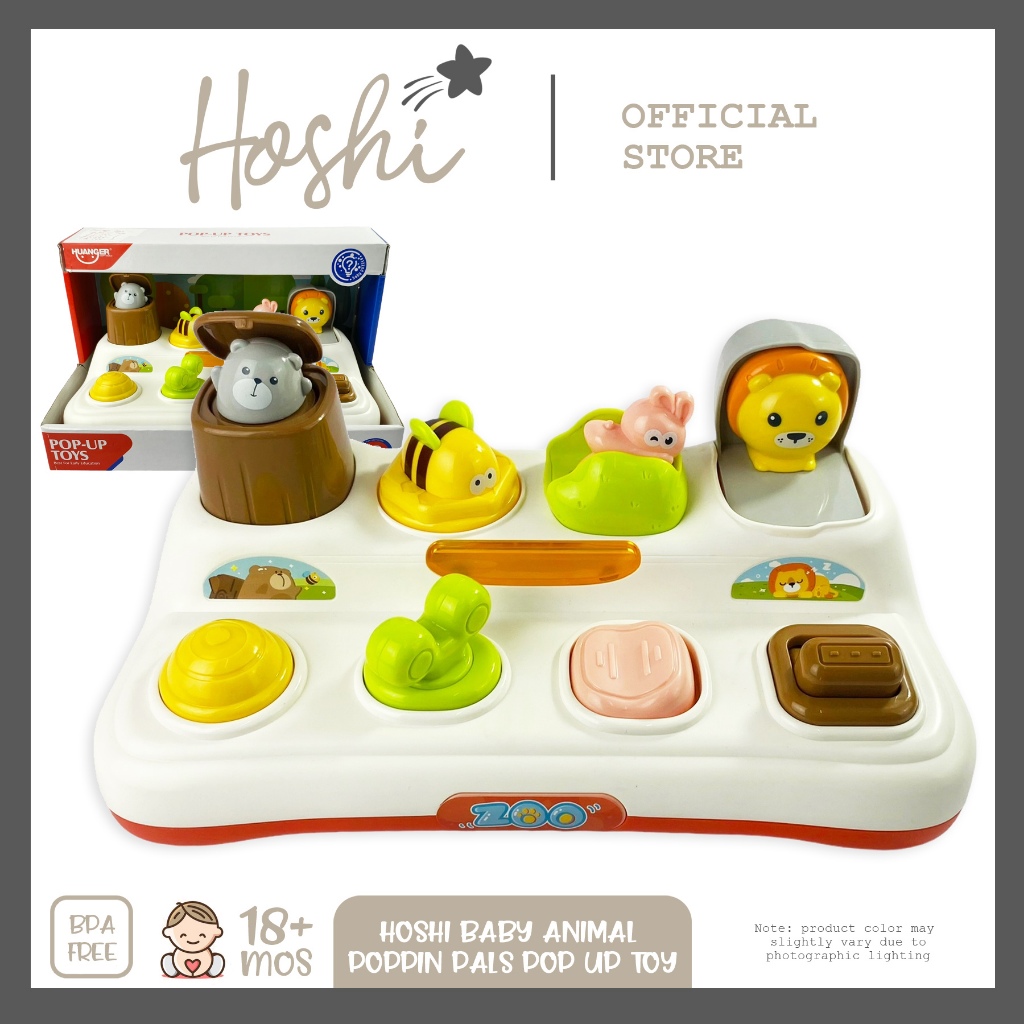 Hoshi Baby Animal Poppin' Pals Pop Up Toy, Montessori Educational Toy ...