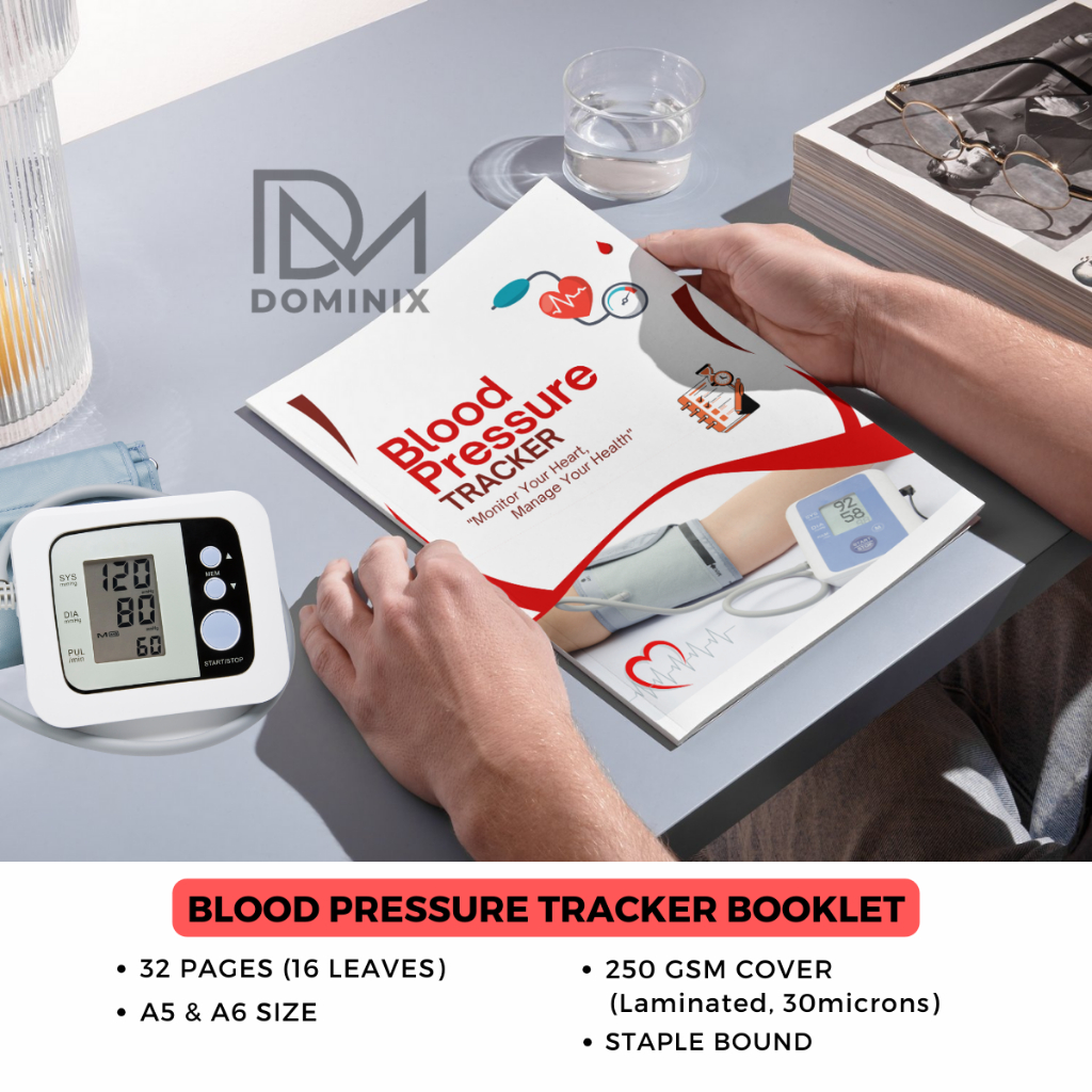 Blood Pressure Tracker Booklet – A5 & A6 Sizes, Staple Bound, 32 Pages ...
