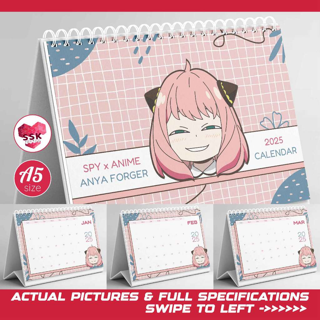 SPY x FAMILY Anya Forger A5 Desk Calendar 2025 | with Stand | Fadeless ...