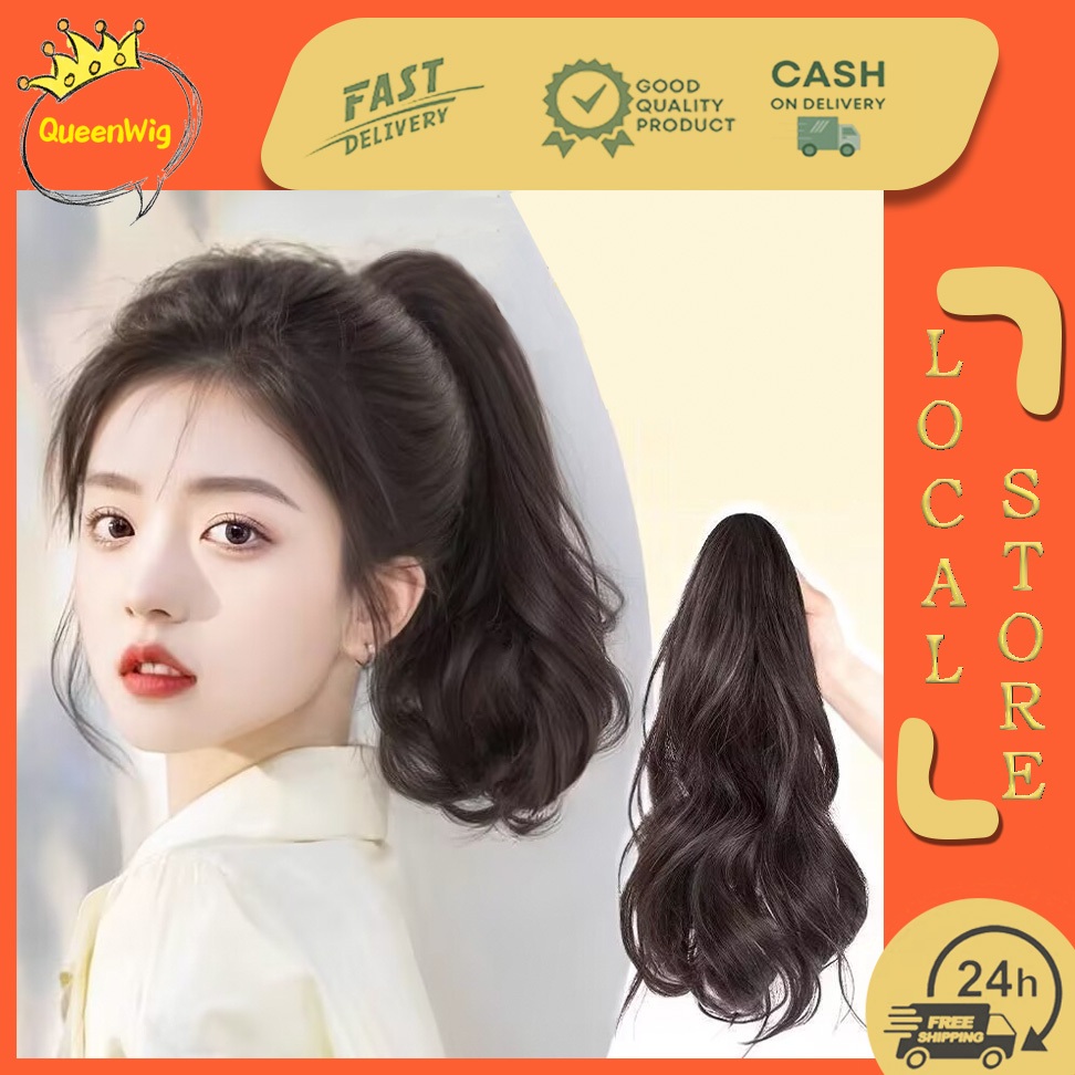 35CM wig ponytail wig female short hair clip ponytail big wave high ...