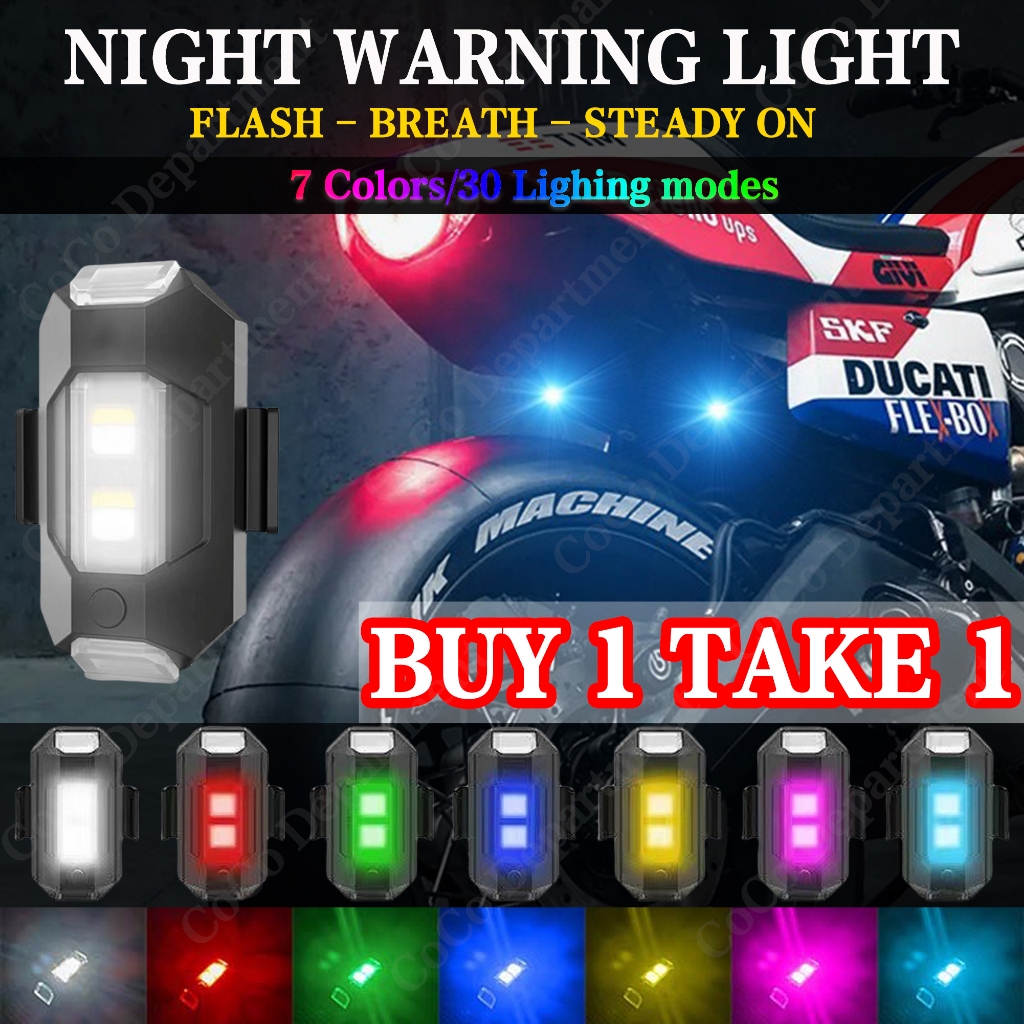 7 Color Led Motorcycle Bike Tail Light USB Charging Motorcycle Drone ...
