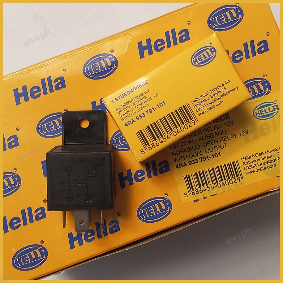 Hella Relay 12V 30A 5-pin Dual Output SPST Normally Open 4RA 933 791 ...