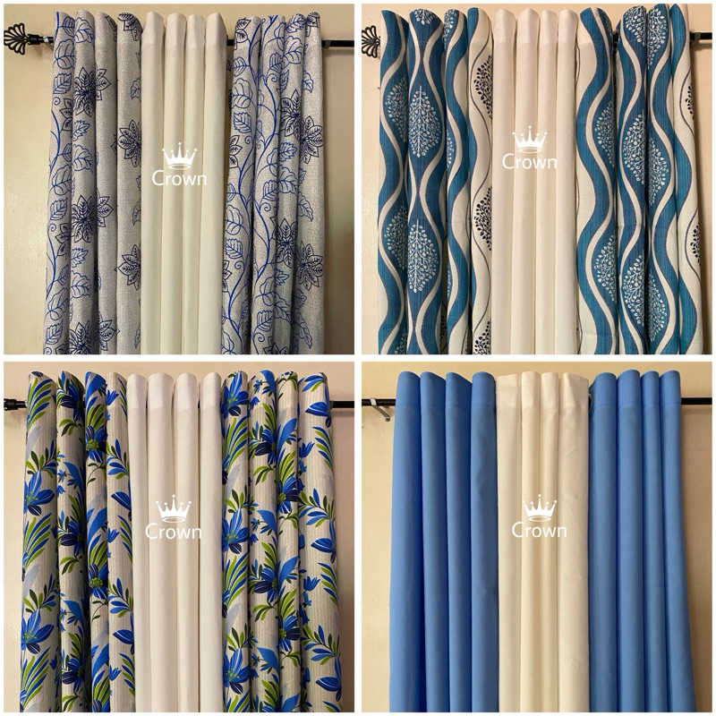 CROWN - 3in1 Elegant Blue Curtain Color of the Year 2025 Ring Curtain ...