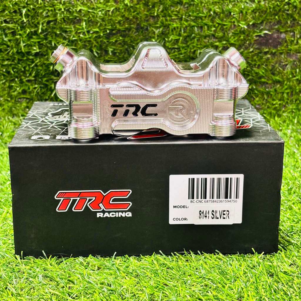 TRC RACING UNIVERSAL CNC RADIAL BRAKE CALIPER 4POT CERAMIC PISTONS w/ PRESSURE PLATE 8141 SILVER ...