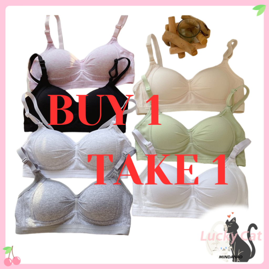 LUCKYCAT BUY 1 TAKE 1 Pure Cotton Girl Underwear Small Cute Gather Bra ...