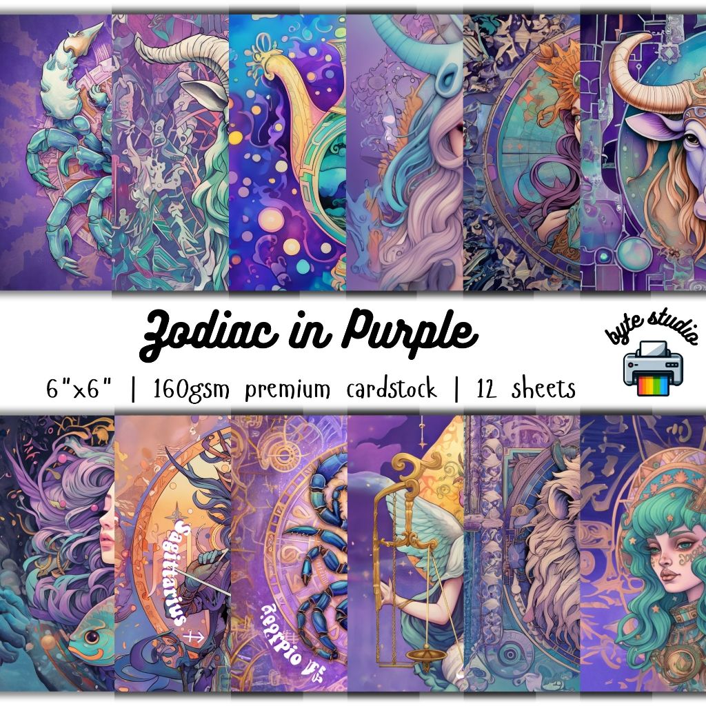 12 Sheets Zodiac Signs by byte studio | Cardstock Premium Paper Junk ...