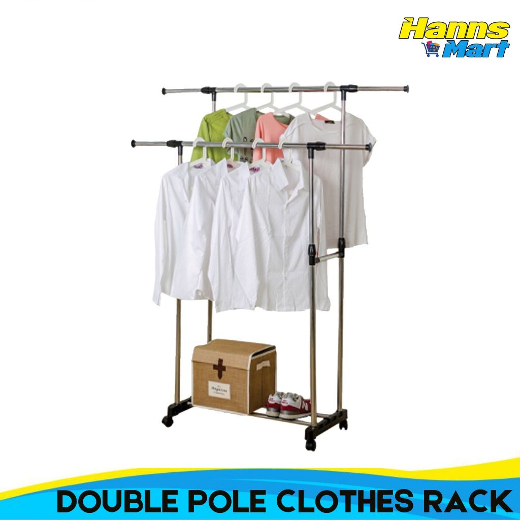 Hanns Set of 2 Double Pole Clothes Rack | Garment Organizers | Shopee ...