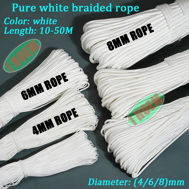 Length 10M-50M, Diameter 4mm-6mm-8mm Pure White Lifting Safety Rope ...