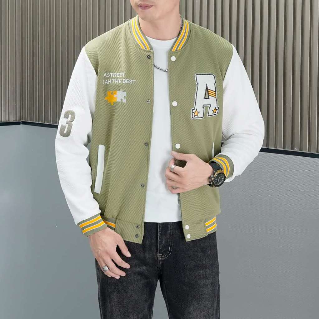Fashion retro loose baseball uniform varsity baseball jacket for men ...