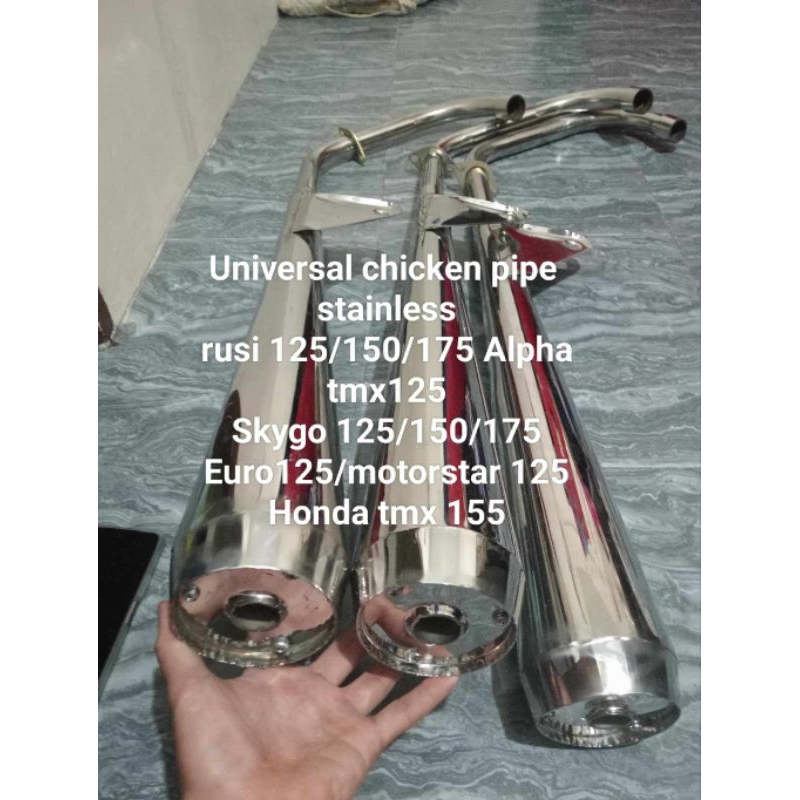 UNIVERSAL CHICKEN PIPE STAINLESS RUSI 125/150/175 ALPHA TMX /SKYGO 125 ...