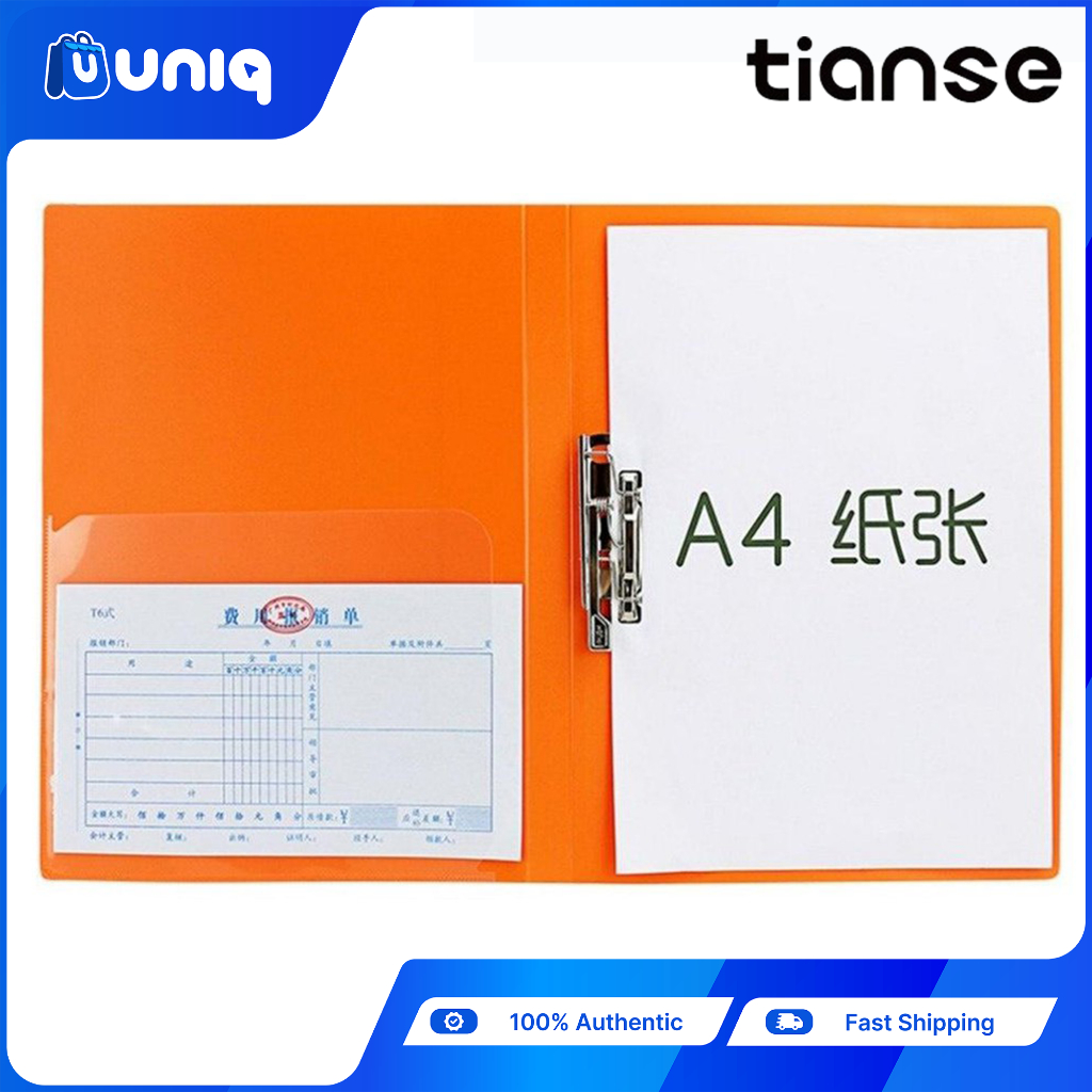 Tianse 1603 A4 Single Long Clip File Folder (Orange) | Shopee Philippines