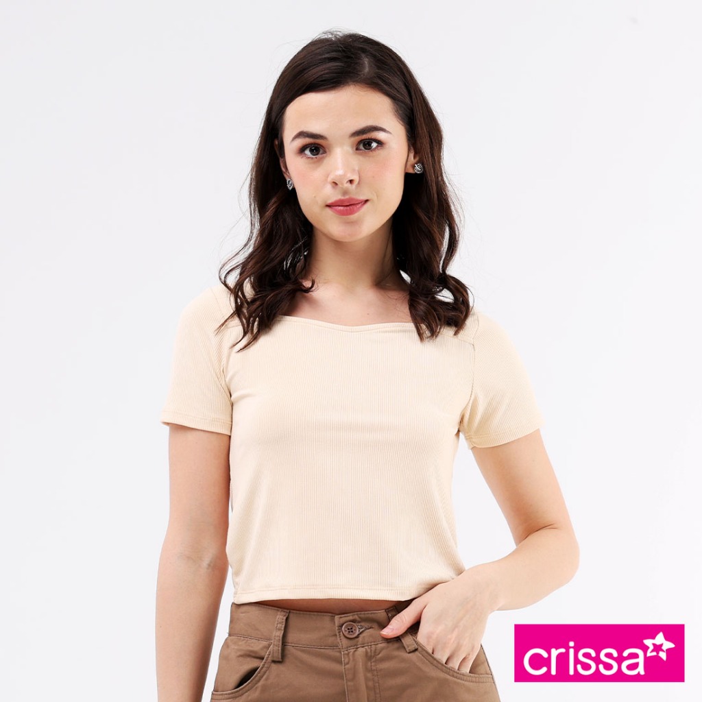 Crissa 2x1 Rib Knits Short Sleeves Top CSTT13-0047 | Shopee Philippines