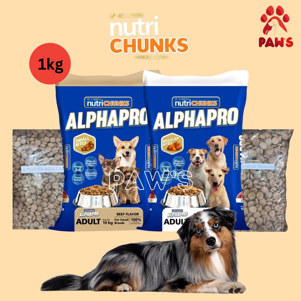 1kg ALPHAPRO Alpha Pro Regular Bites Small BITES Adult Puppy Beef All ...