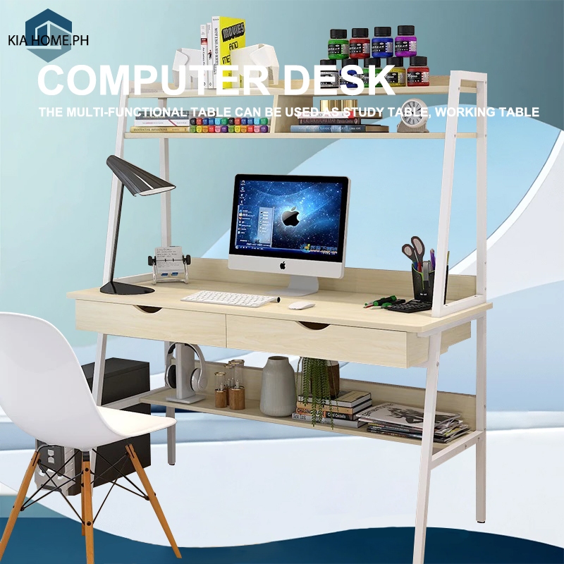 KIA HOME Computer desk with bookshelf student writing desk office desk ...