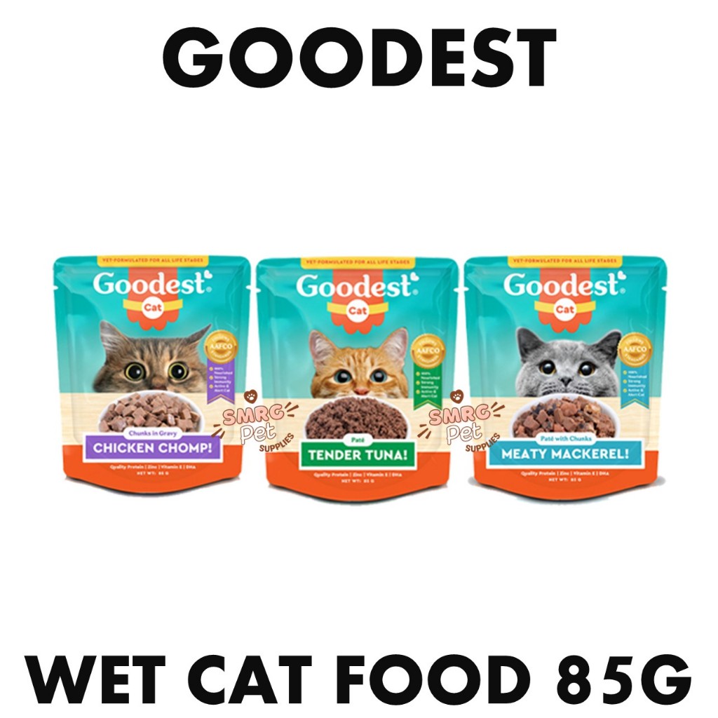 Goodest Wet Cat Food Pouch 85g Chicken Chomp Tender Tuna Meaty Mackerel ...