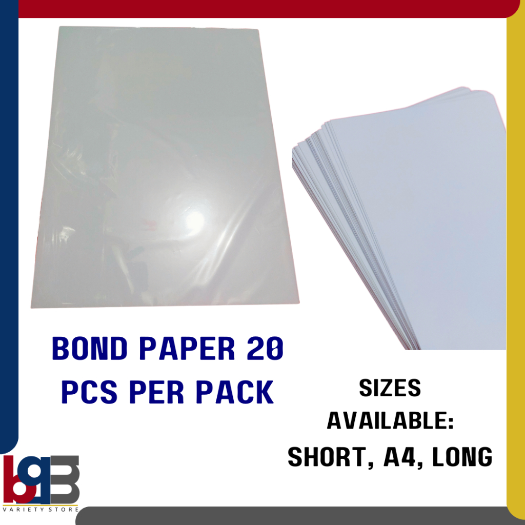 Bond paper (Multi purpose Paper) 70 gsm Sub 20 (20 sheets/pack ...