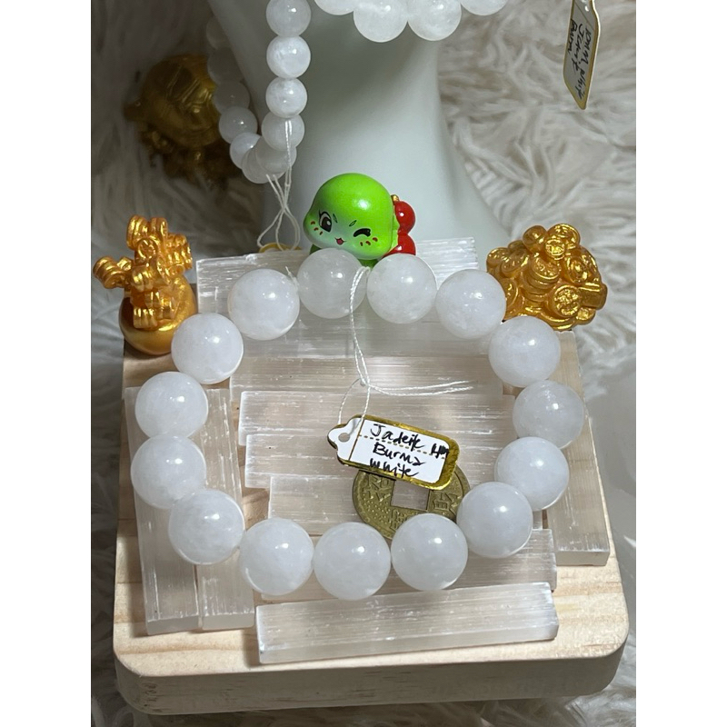 Myanmar MONEY JADE is Jadeite White Stones bracelet unisex | Shopee ...