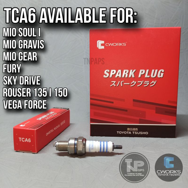 ( TCA6 ) SPARK PLUG CWORKS TOYOTA TSUSHO MOTORCYCLE SPARK PLUG for Mio Soul i, Gravis, Gear, Etc ...