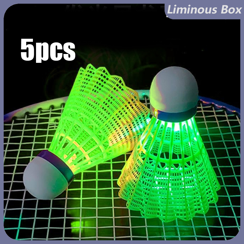5pcs LED Feather Shuttlecocks Dark Night Light Badminton Colorful ...