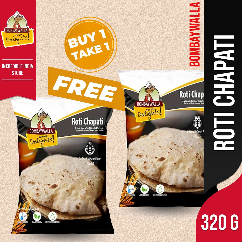 Bombaywalla Roti Chapati 320g (Buy 1 Take 1 Free)- 8 Pieces Per Pack ...