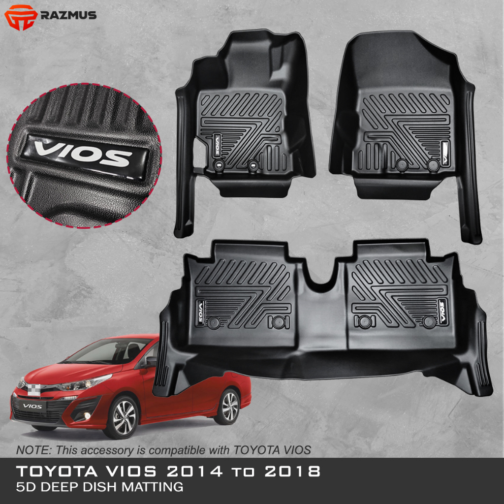 Toyota VIOS 2014 to 2018 OEM 5D Deep Dish Matting (3pcs/set) | Shopee ...