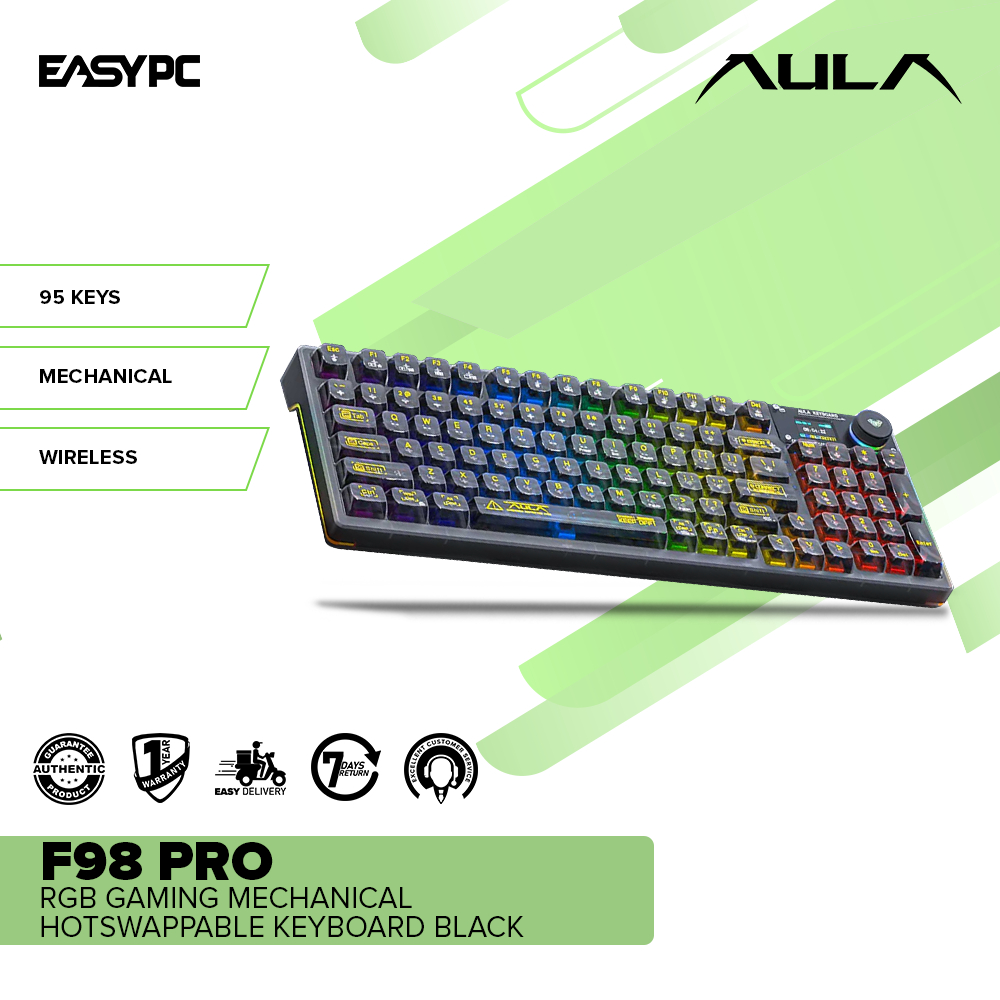 EasyPC | Aula F98 PRO RGB Gaming Mechanical Hotswappable Keyboard Black Or Whte | Shopee Philippines