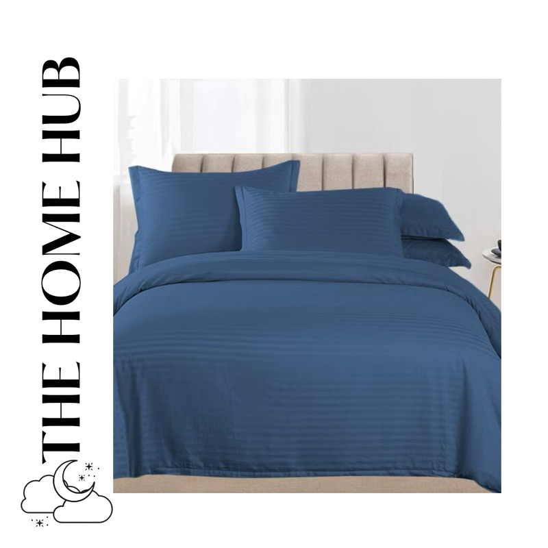 The Home Hub 4in1 Plain Stripes Bedsheet ( 2 pillowcases, 1 Fitted ...
