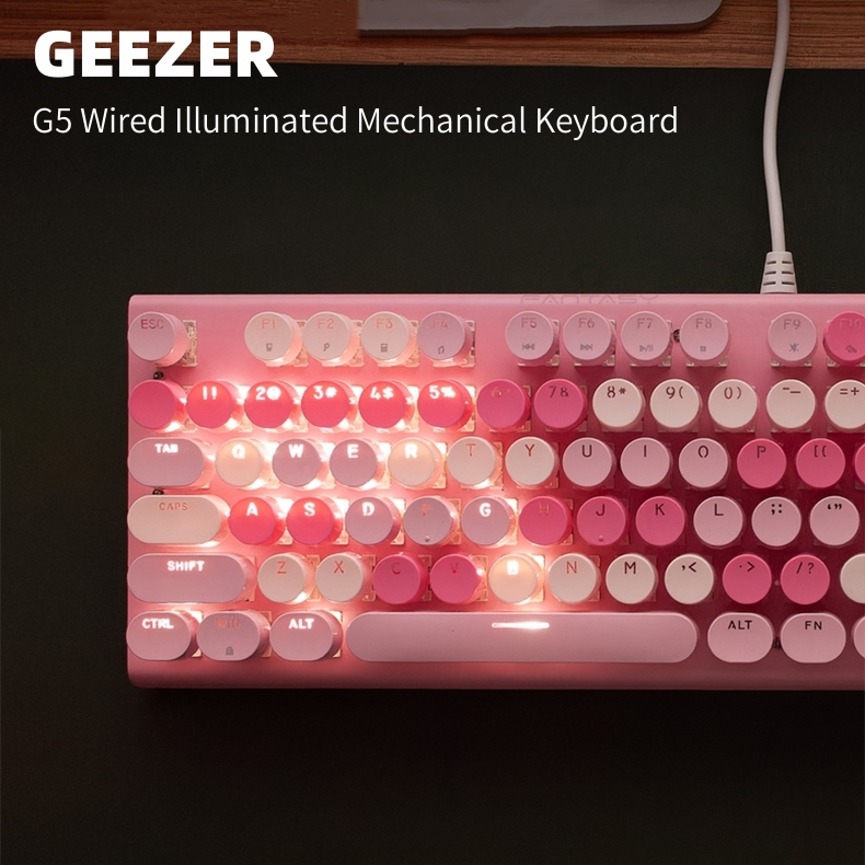 MOFii GEEZER G5 Pink Switch Luminous Wired Mechanical Keyboard Gaming ...