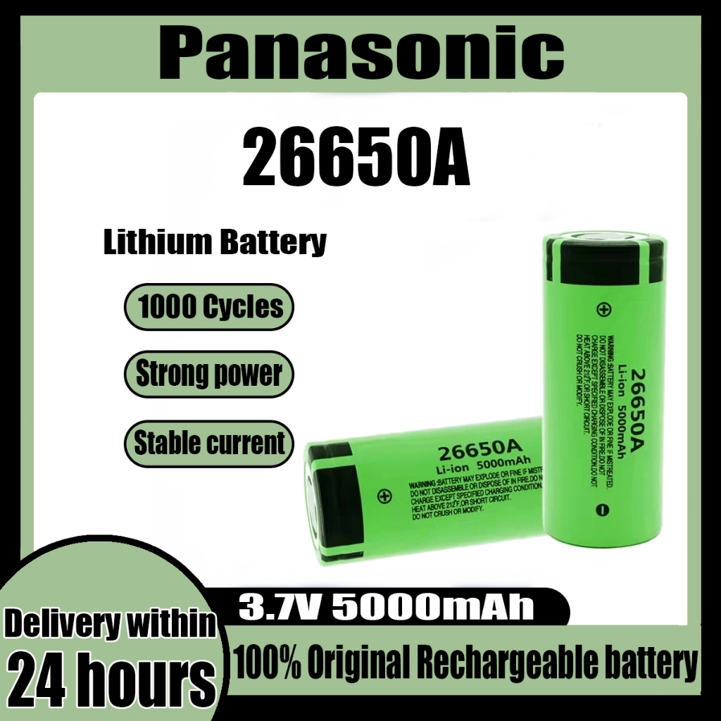 Panasonic 100% Original Large-Volume 3.7V 26650 5000mAh lithium-ion ...