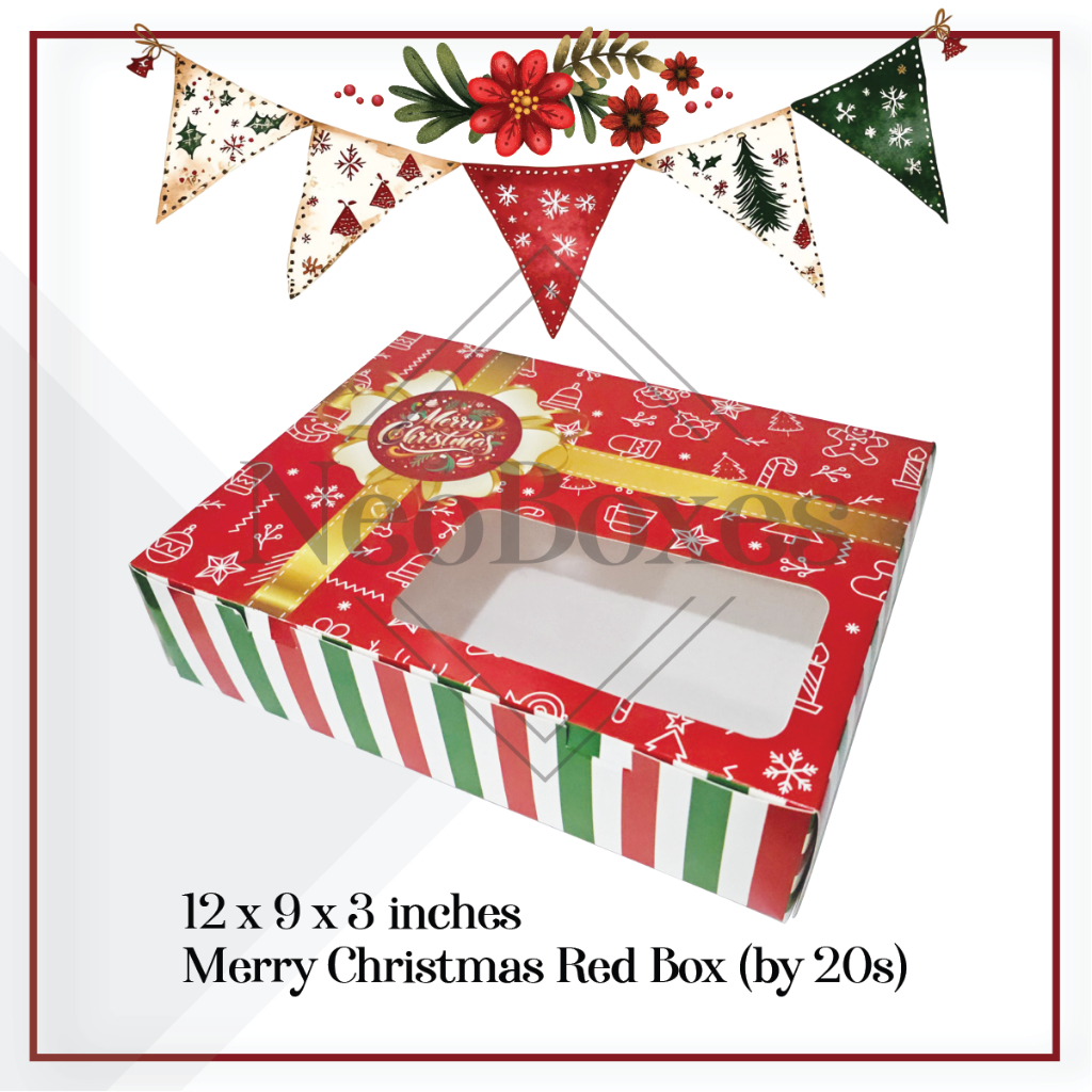 NeoBoxes | 12x9x3” Merry Christmas Red Pastry Box, 20's | Shopee ...