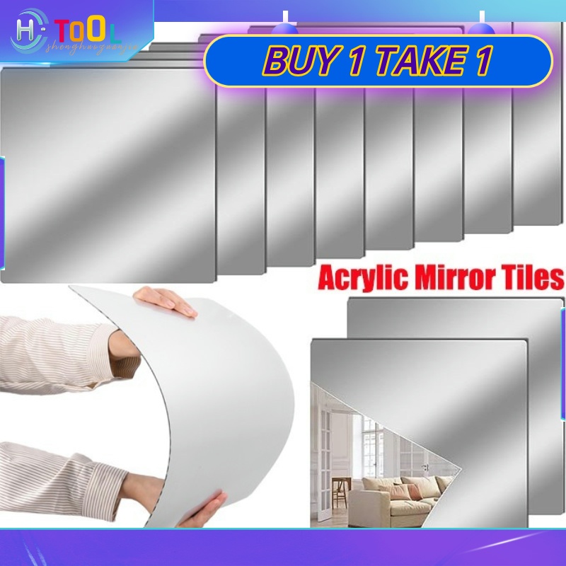 Square Wall Mirror Bedroom Living Room Mirror Sticker Self Adhesive ...