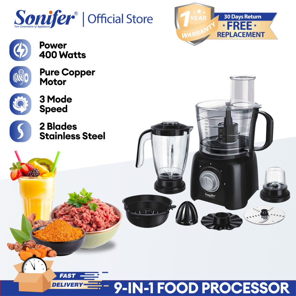 Sonifer 9IN1 Food Processor and Vegetable Chopper Set with grinder 1.5L ...