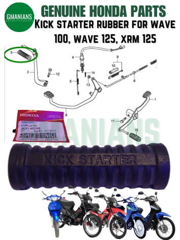 Original Honda Rubber Kick Starter Wave 100, Wave 125s, Wave 125i, XRM ...