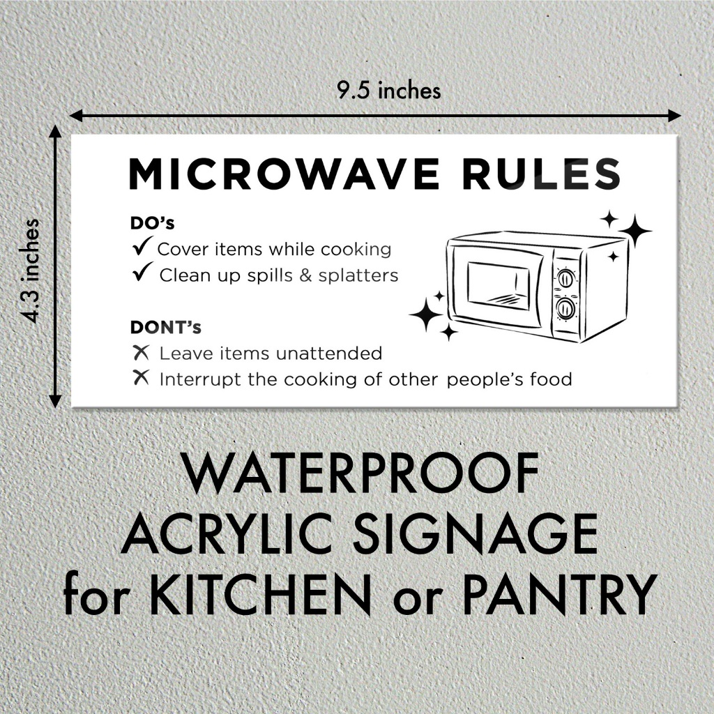 MICROWAVE RULES Acrylic Sign For Offices, Workplace, Airbnb, Boarding ...