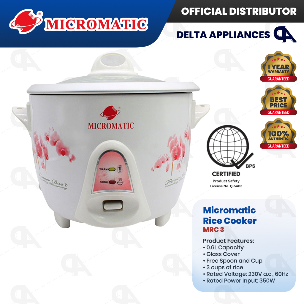 Micromatic Rice Cooker White Body 3 Cups Original w/ 1 Year Warranty ...