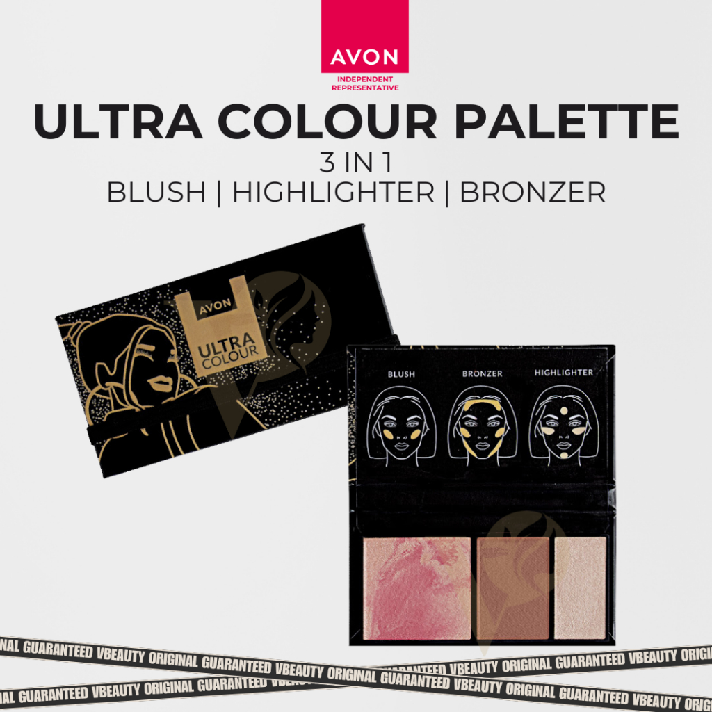AVON Ultra Colour Make Up Face Palette 3 in 1 Blush Highlighter Bronzer ...