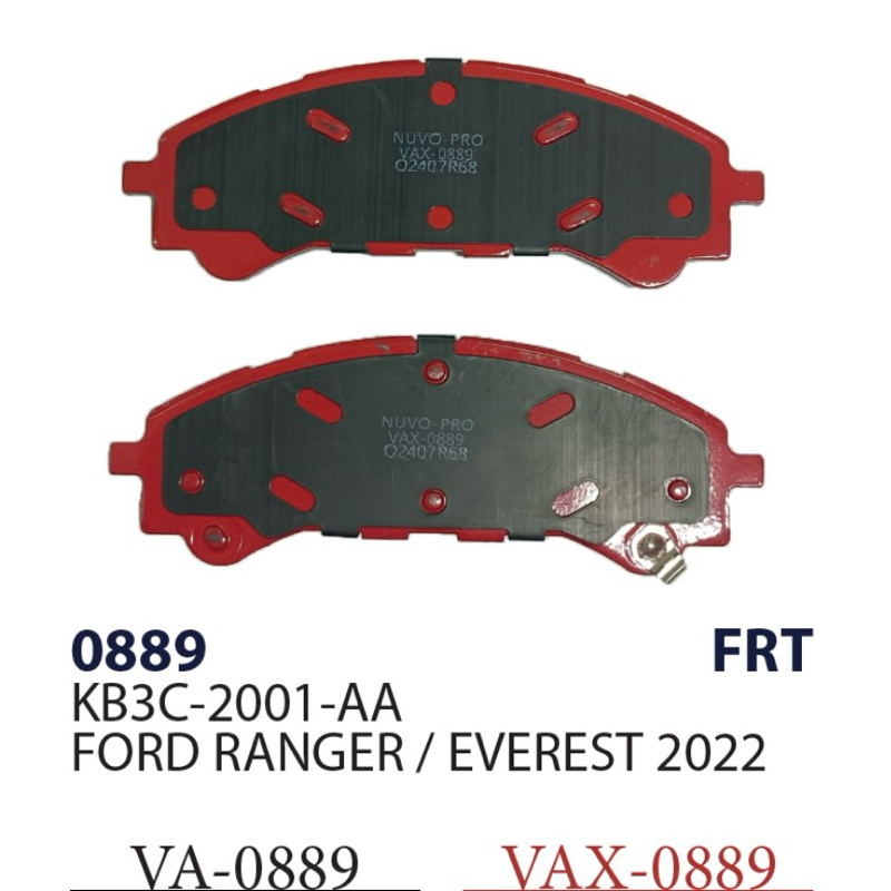 BRAKE PAD FRONT FORD RANGER, EVEREST 2022 KB3C-2001-AA VA-0889 / VAX ...