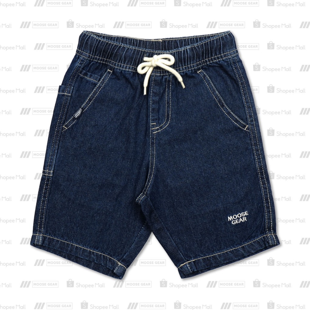 Moose Gear Navy Blue Denim Jogger Short With Embro Details (JS-D 13775 ...