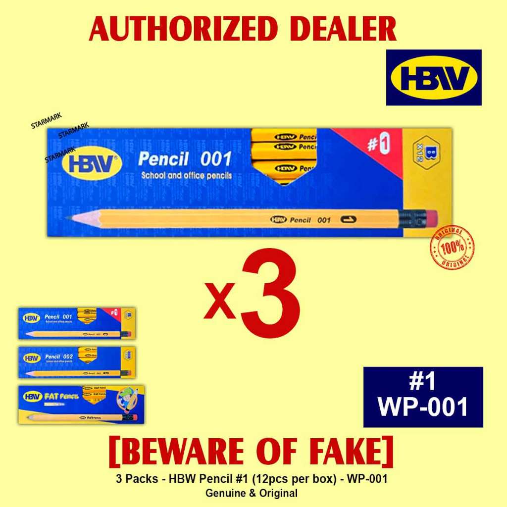 HBW Pencil Pencils #1 Number 1 HBW Yellow Pencils 12 Pcs per box WP-001 ...