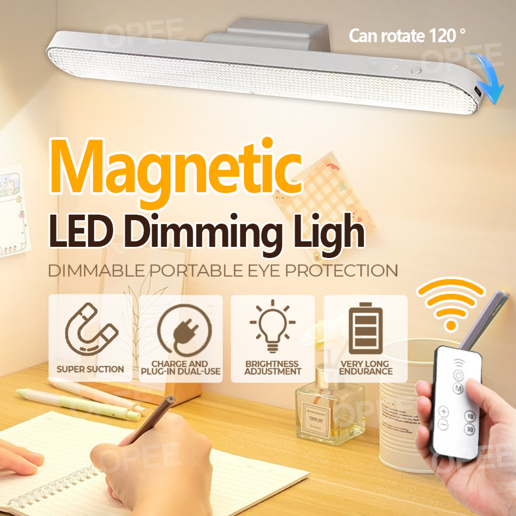 Magnetic LED Light Rechargeable Table Lamp For Study Remote Control ...