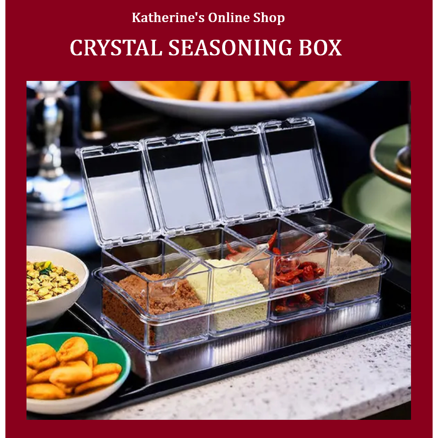 CRYSTAL SEASONING BOX Clear box Spice Pots - 4 Piece Seasoning Box ...