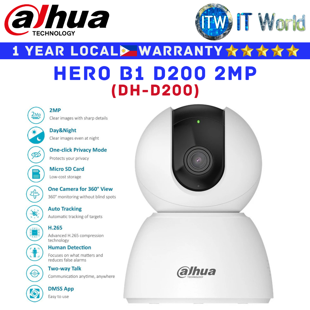Dahua CCTV Security Camera Hero B1 D200 2MP Indoor Pan & Tilt Wi-Fi ...