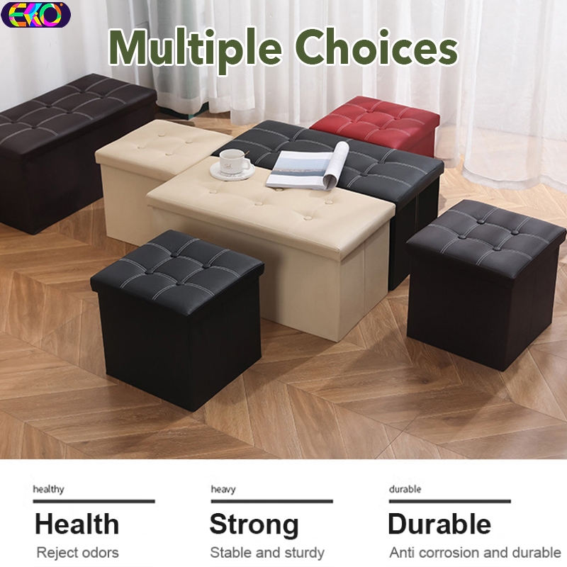 EKO Organizing Box Storage Stool Leather Sofa storage Box Foldable ...