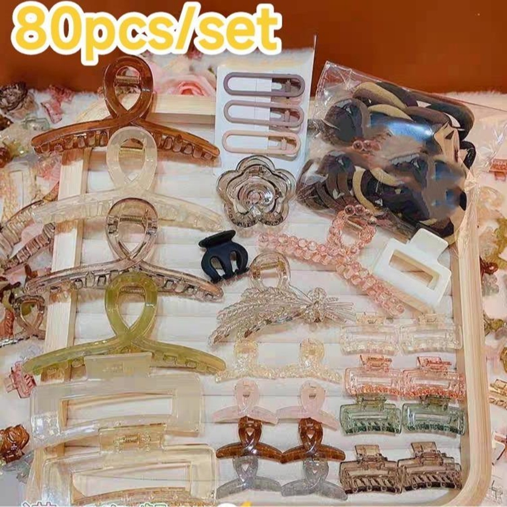80 PCS/SET Women Hair Accessories Set with Different Designs and Colors ...