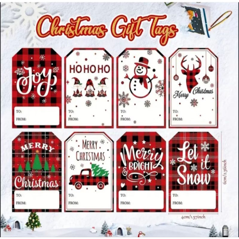 50pcs CHRISTMAS HOLIDAY STICKER LABEL PACKAGE SEAL GIFT TAGS | Shopee ...